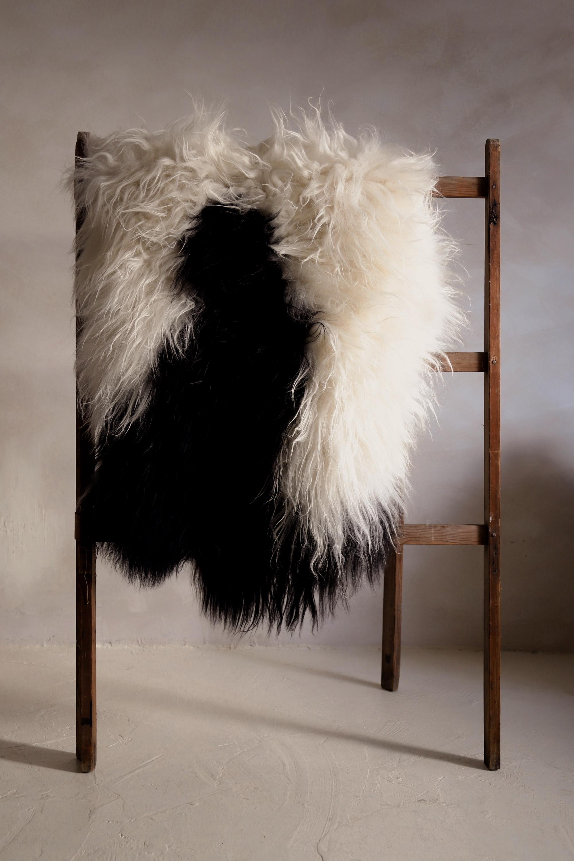 Icelandic Rare Breed Yinyang Black & White Sheepskin Hide Unique Large ...