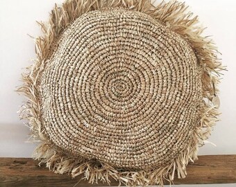 Raffia Cushion Cover With Fringe - Etsy