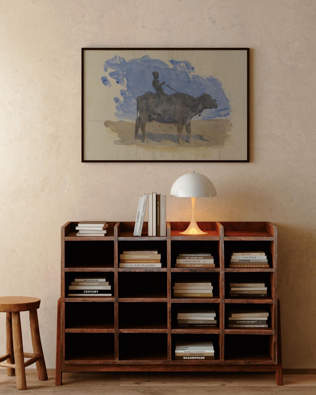 Vintage Printable Boy on Water Buffalo Print Artwork - Etsy