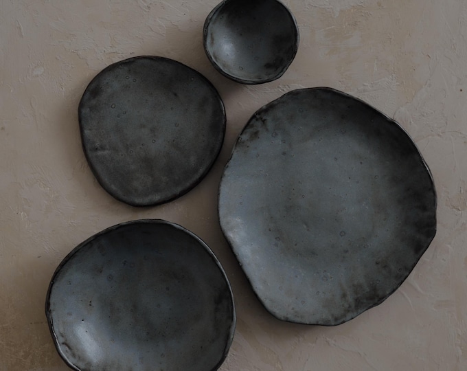 Handmade Organic Stoneware Custom Dinnerware Set Robins Egg– Rustic ...