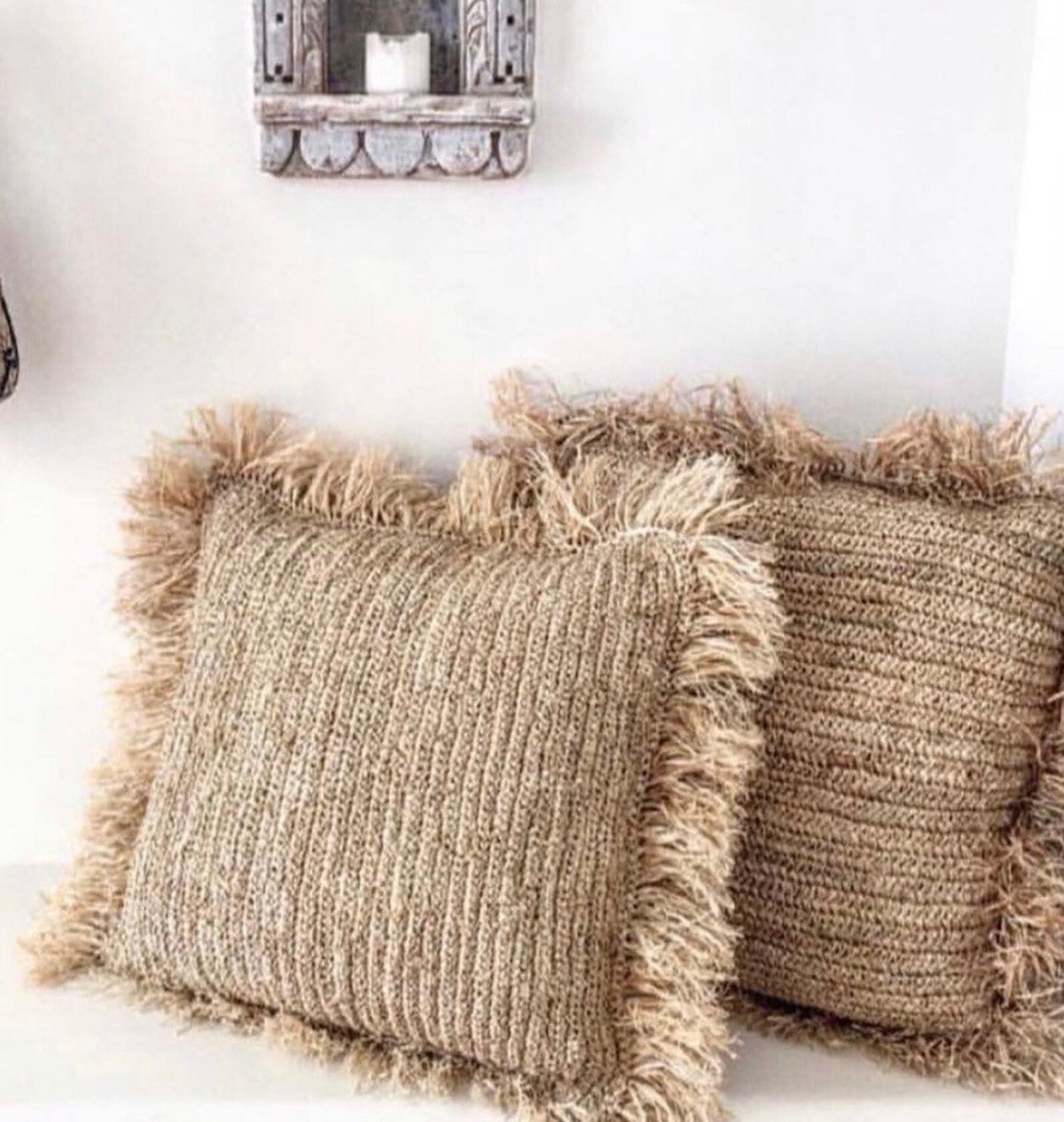 Raffia Cushion Cover With Fringe | Etsy