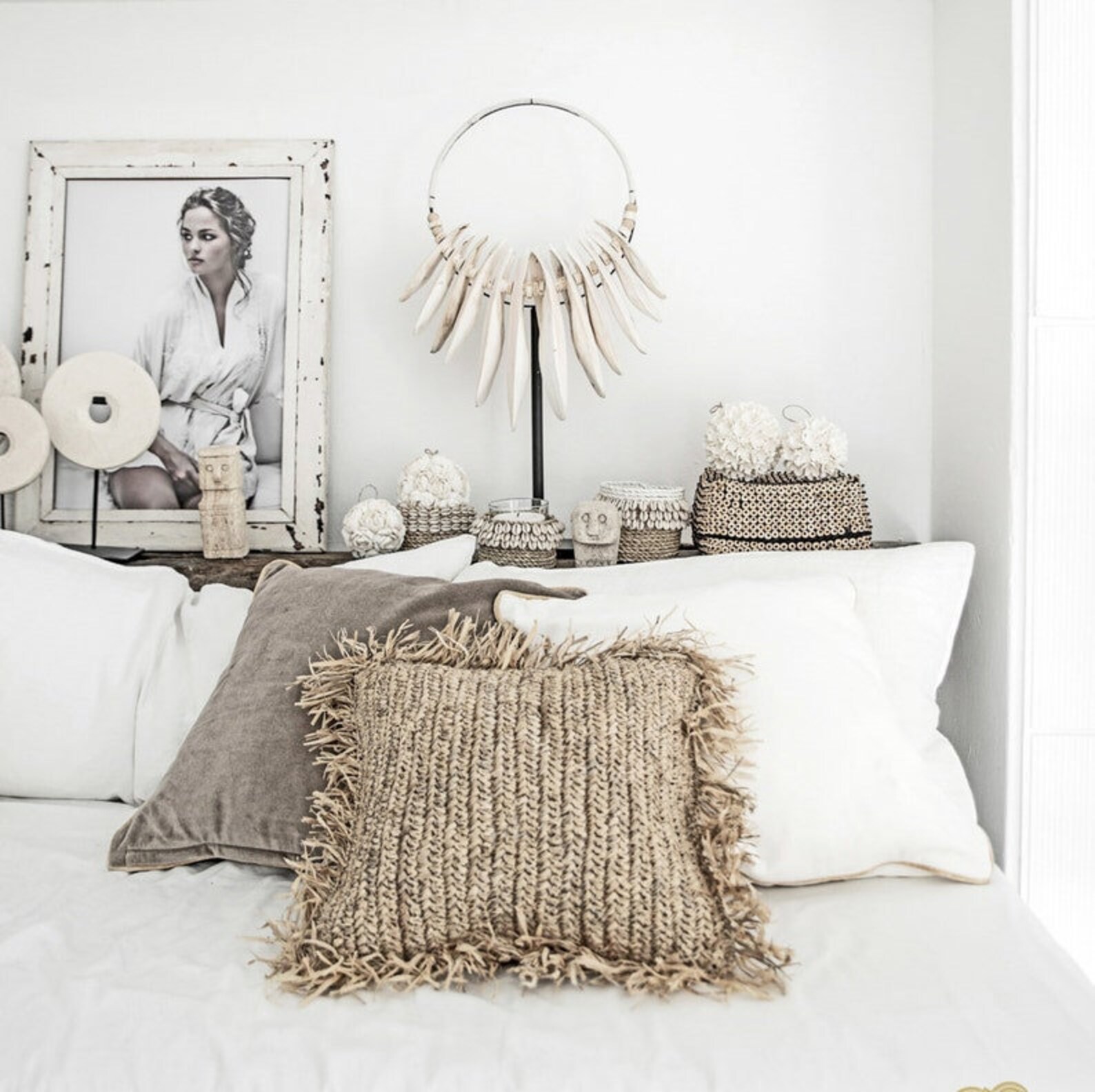 Raffia Cushion Cover With Fringe - Etsy