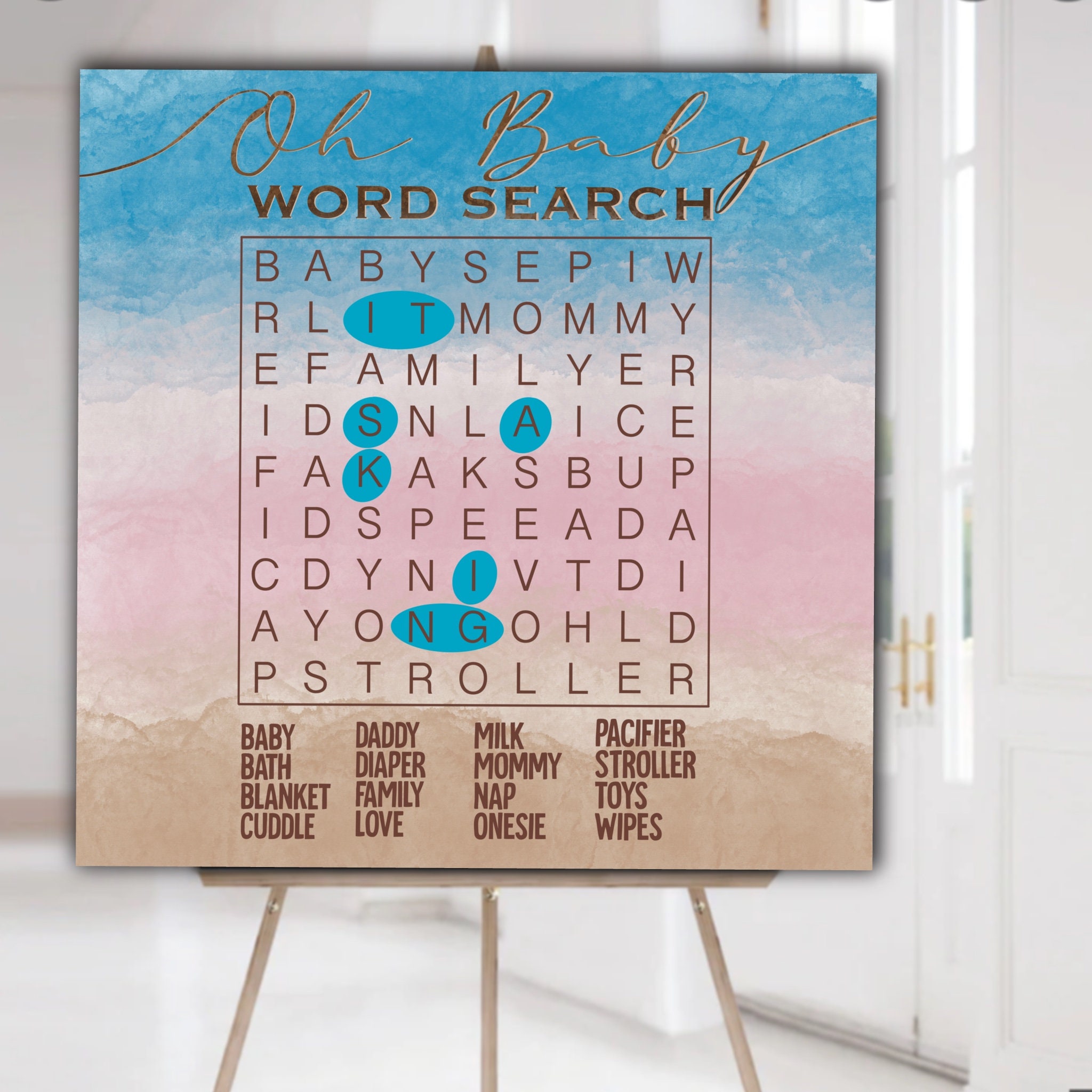 Baby Gender Reveal Word Search Game | Neutral Instant Printable ...