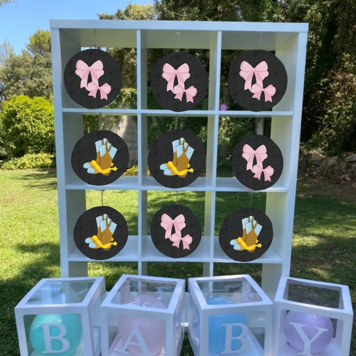 Printable Tic Tac Toe Gender Reveal Boots or Bows Printable Baby Shower ...