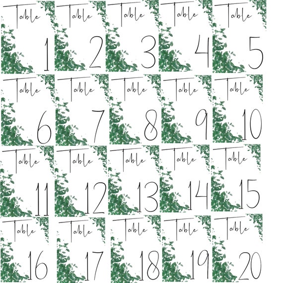 Modelo De Numeros De Mesa Para Imprimir