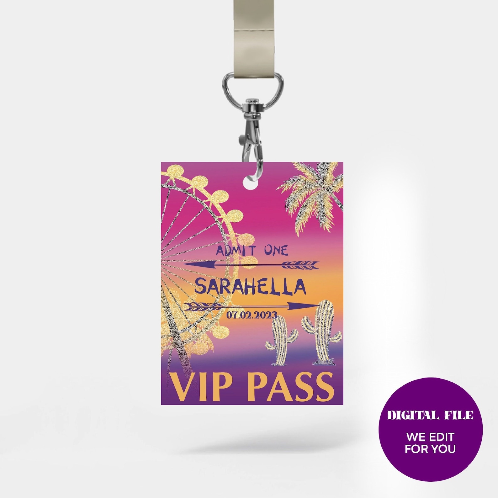 Music Festival VIP Pass | Digital Custom Printable Birthday Party Pass ...