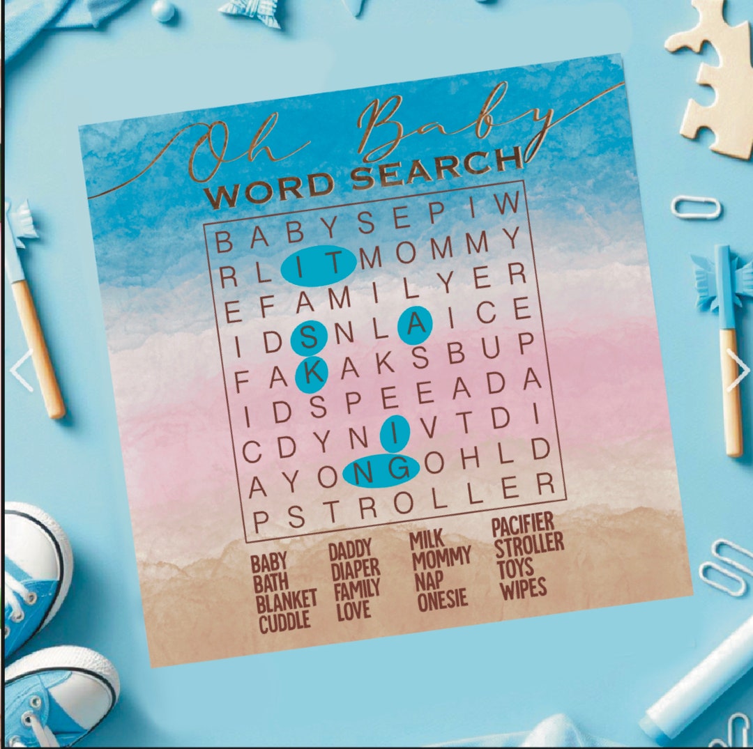 Gender Reveal Word Search, Printable Baby Shower Game, Gender Neutral ...