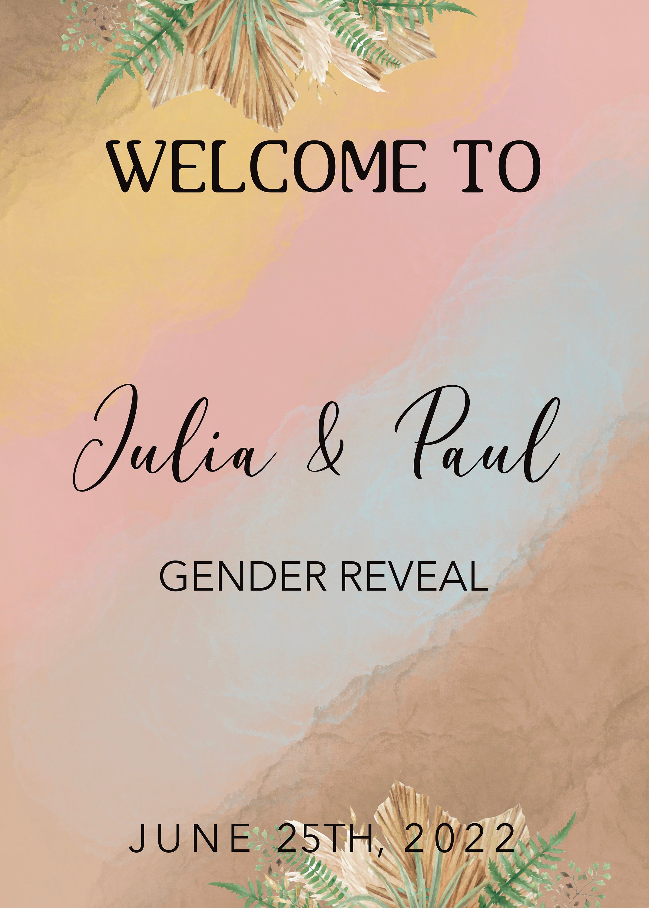 Welcome Panel Gender Reveal Pastel, Birthday, Wedding, Printable ...