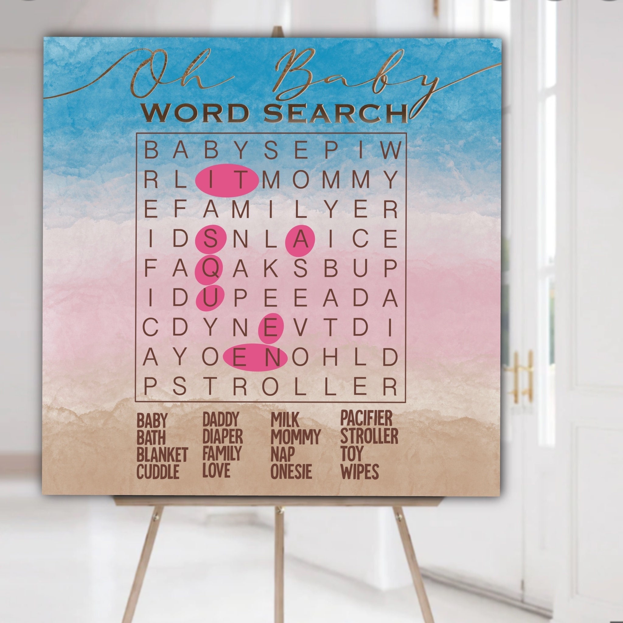 Baby Gender Reveal Word Search Game | Neutral Instant Printable ...