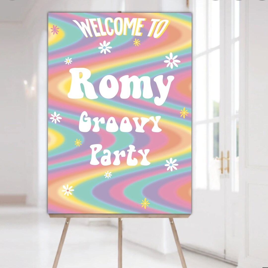 Groovy Birthday Welcome Sign, Digital Printable, Custom Personalised ...