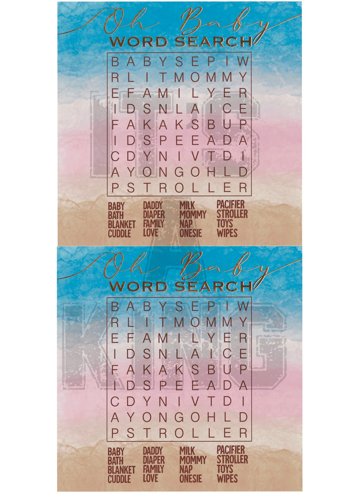 Gender Reveal Word Search, Printable Baby Shower Game, Gender Neutral ...