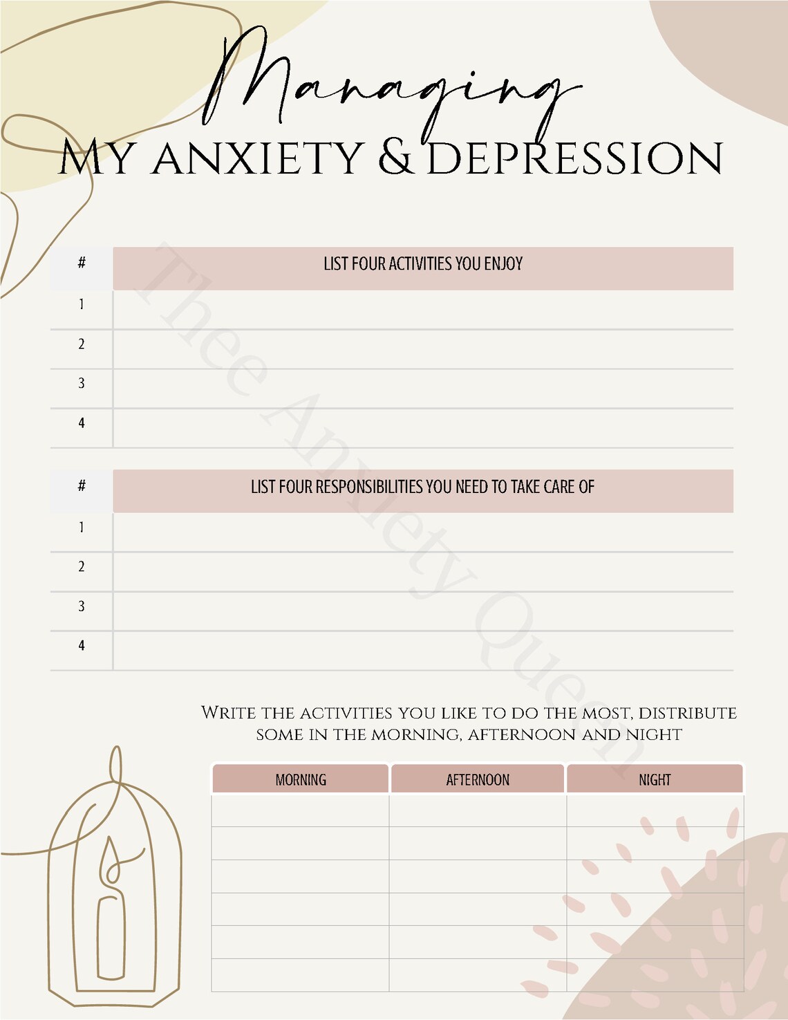 Anxiety Journal Checklist Self Love Self Care Journal Anxiety Checklist ...