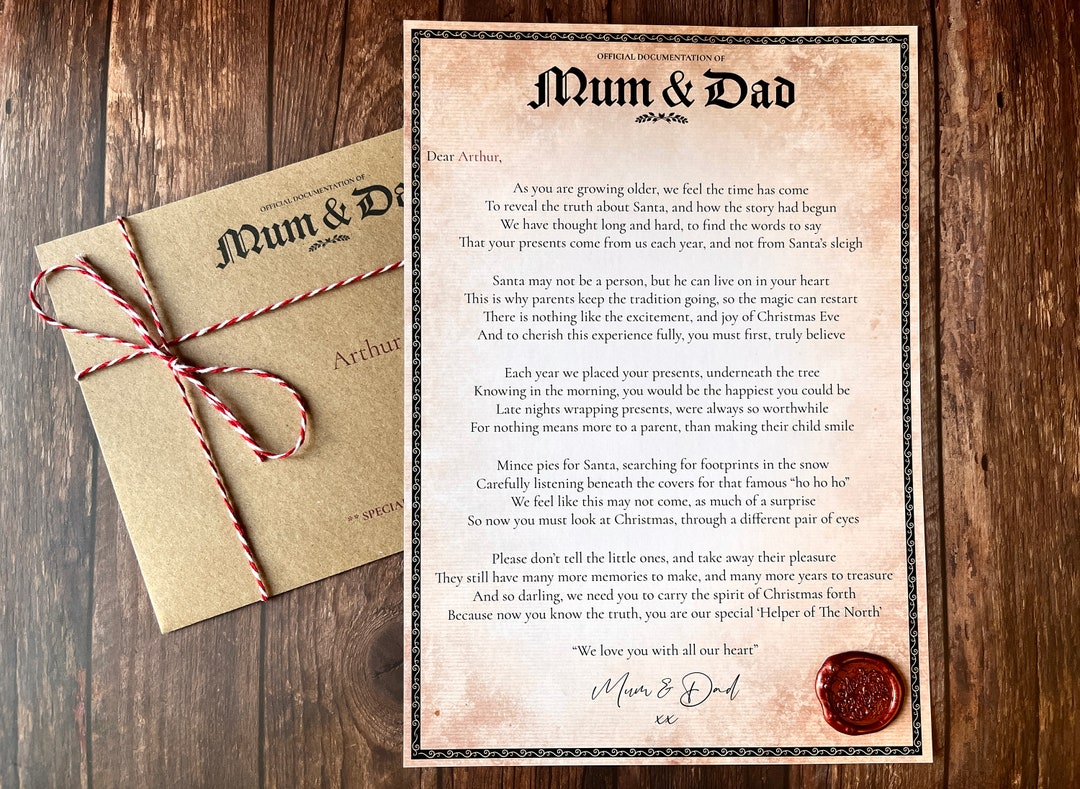 Personalised Truth About Santa Letter // Explaining Santa, is Santa ...