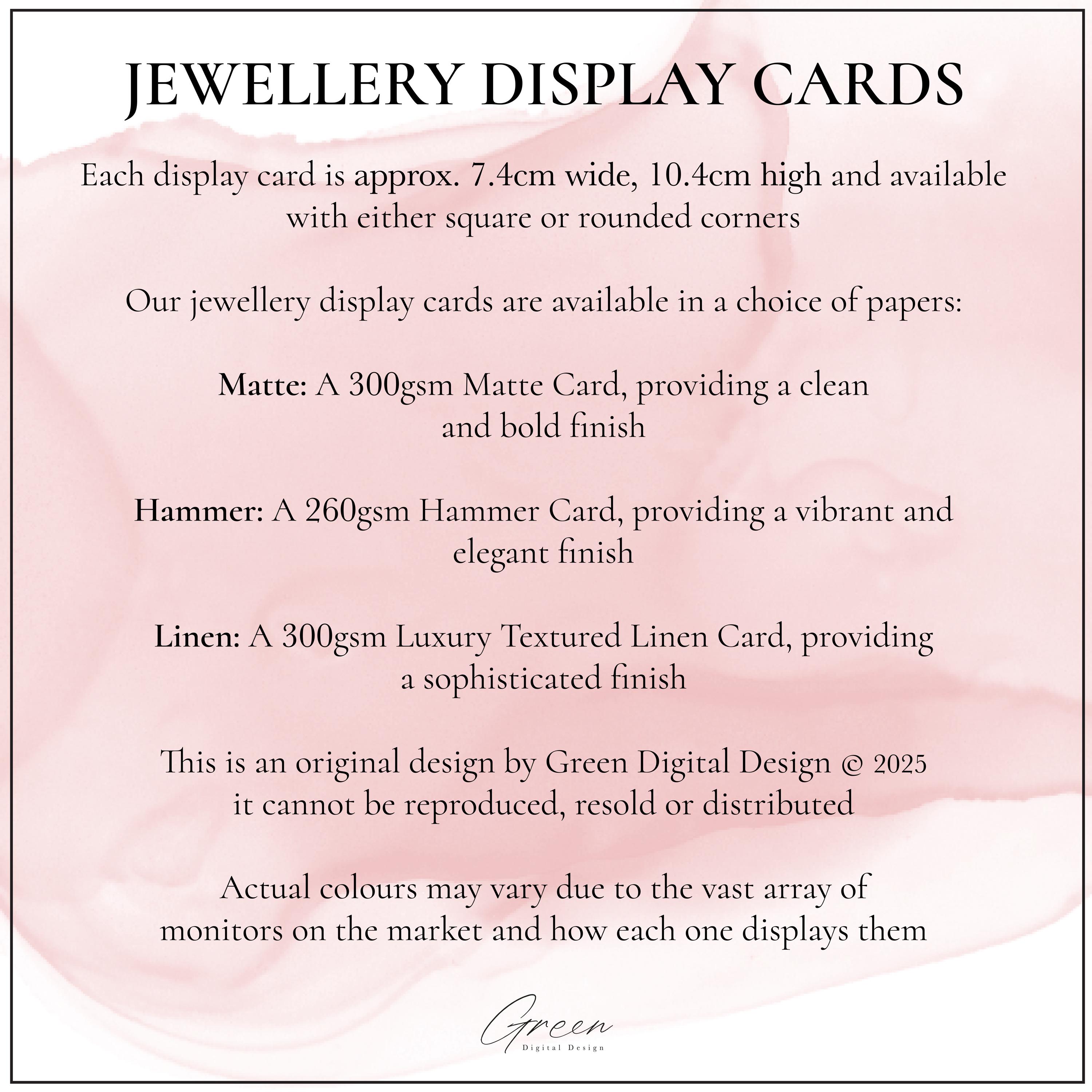Personalised Jewellery Display Card // Jewellery Backing Card ...