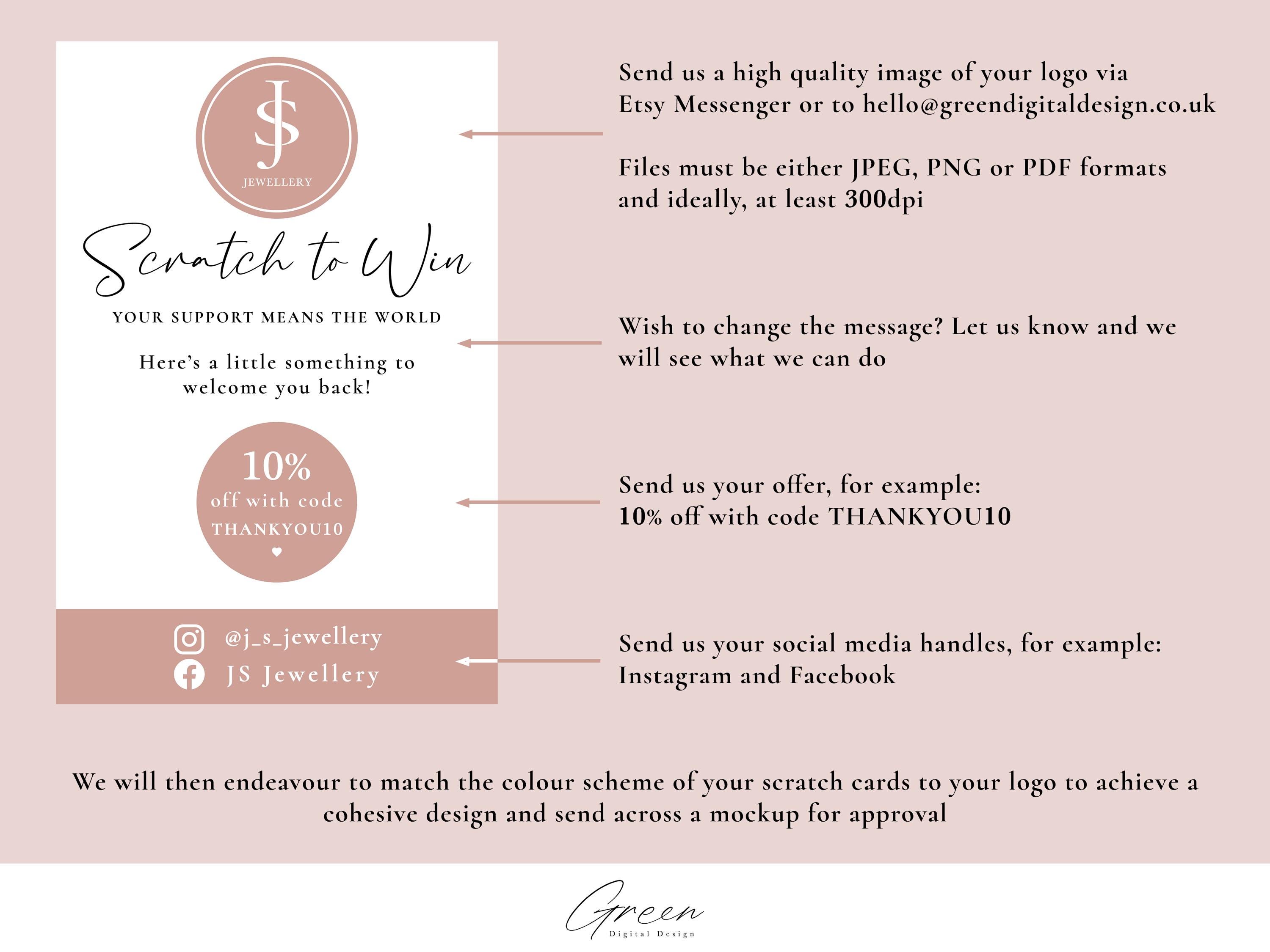 Personalised Business Scratch Card // Scratch to Win, Client Thank You ...