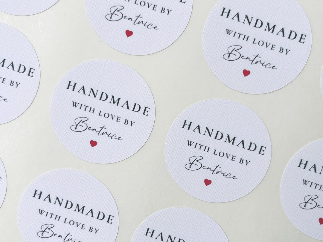Personalised Handmade With Love Sticker // Custom Business Stickers ...