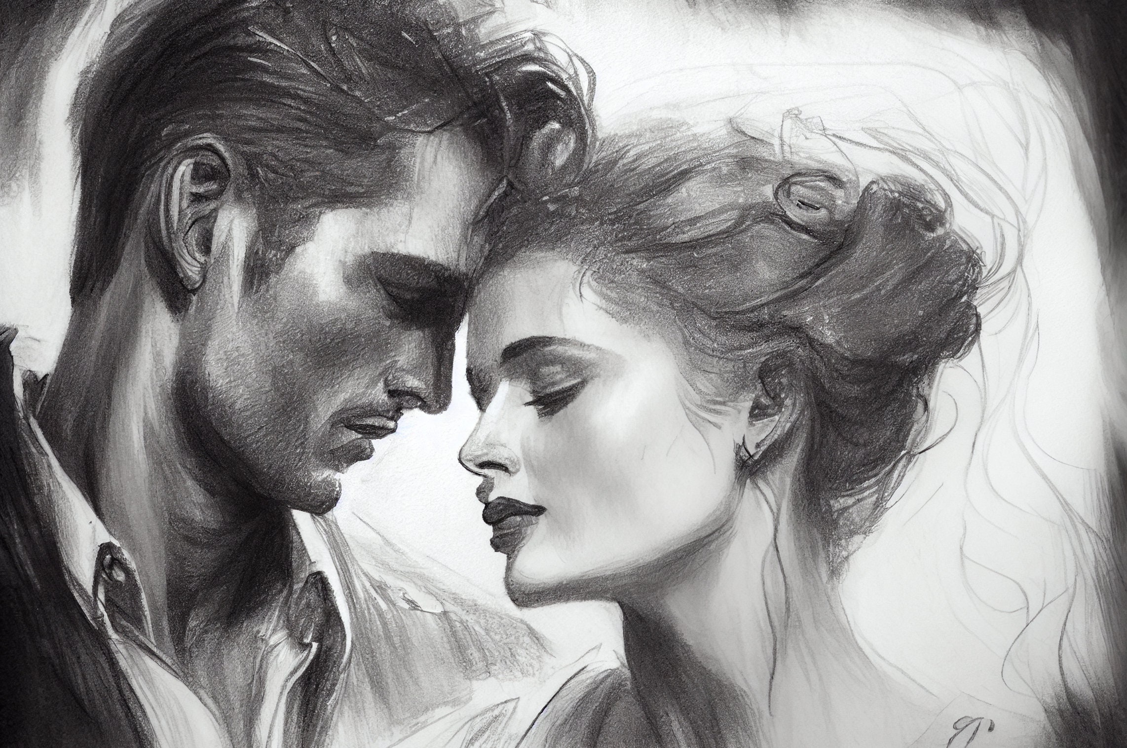 Love & Romance Pencil Sketch Downloadable Art Printable - Etsy