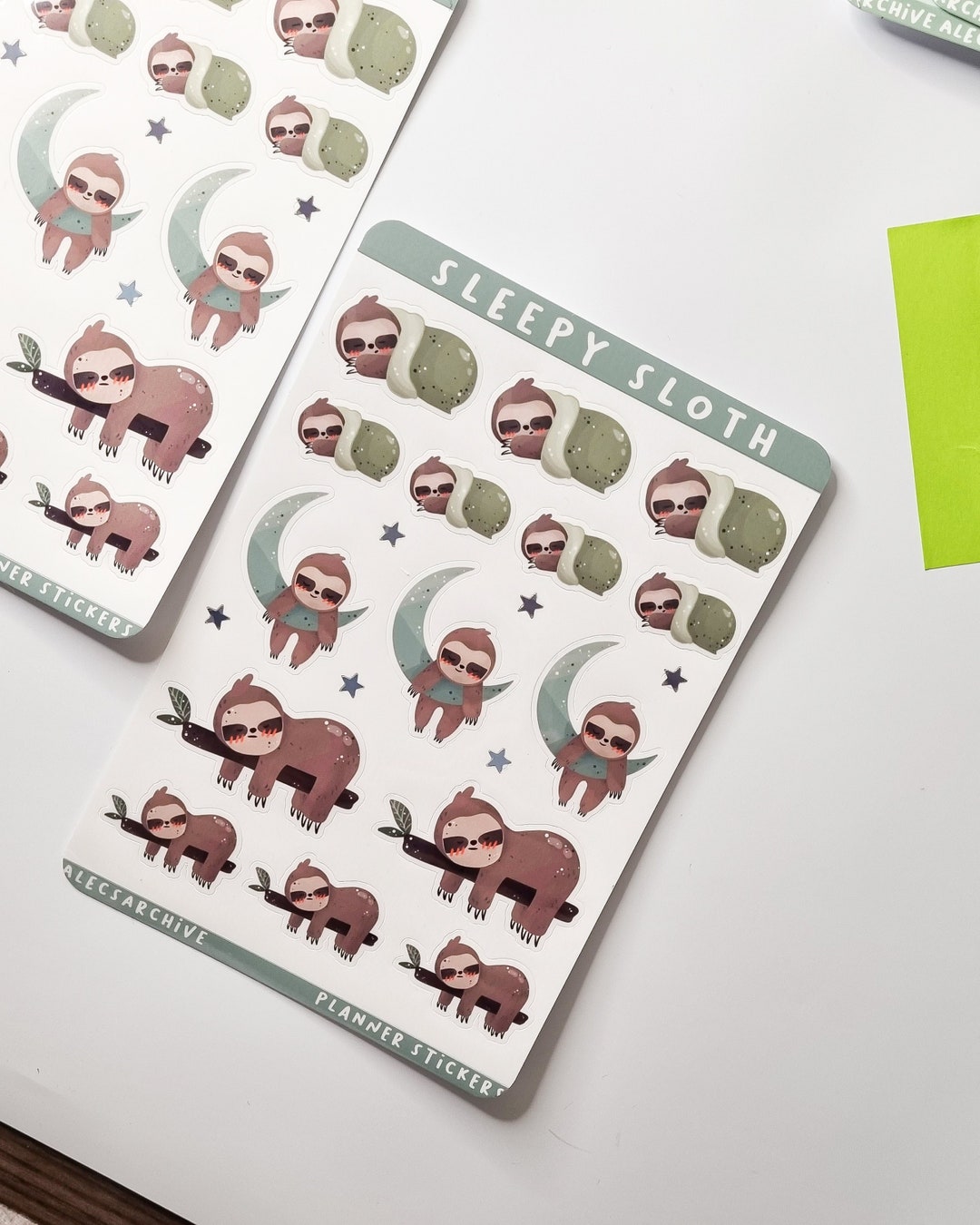 Sleepy Sloth Sticker Sheet, Planner Stickers - Etsy