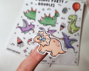 Dino Friends Sticker Sheet Cute Dinosaurs, Funny Pun Stickers, T-rex ...