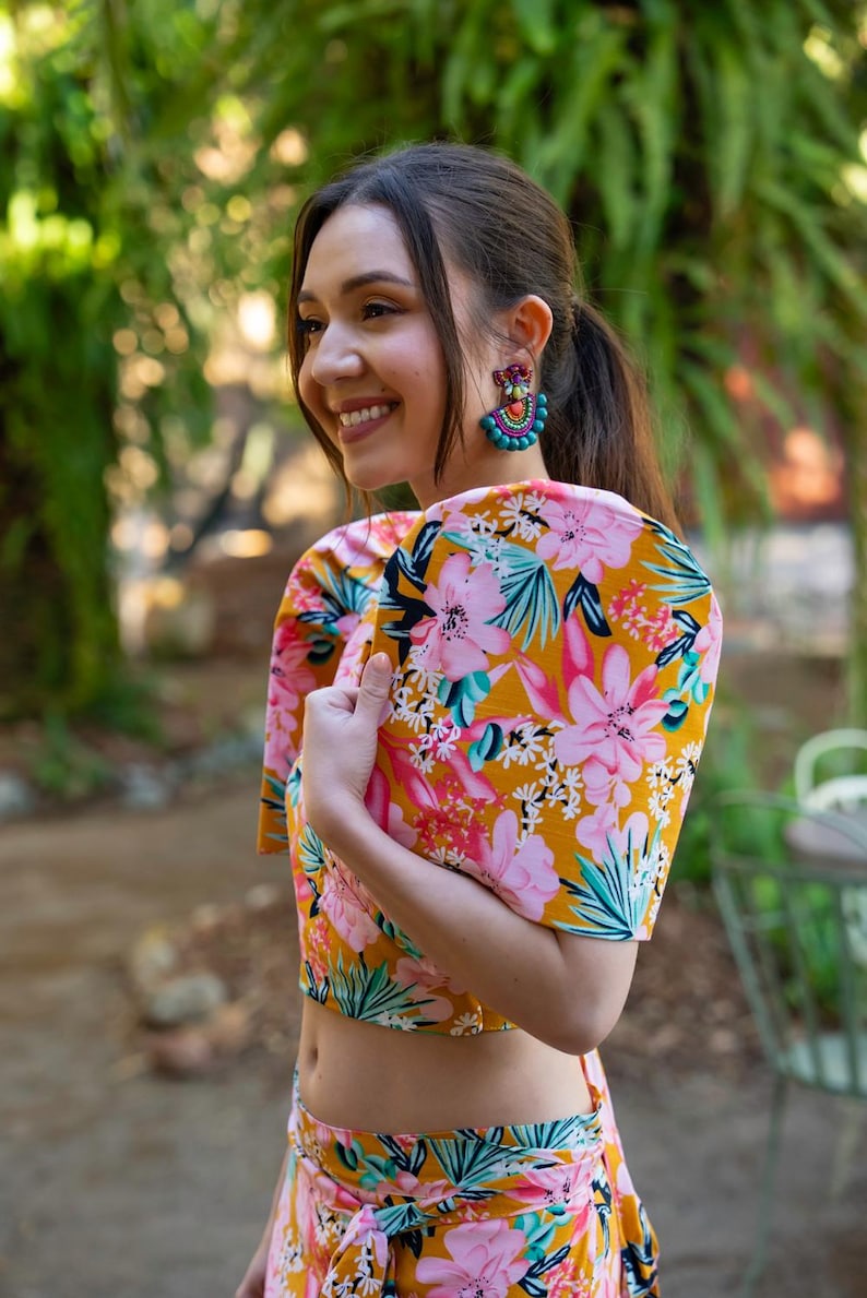 Floral Linen Blend Filipiniana Top | Butterfly Sleeves Wrap - Etsy