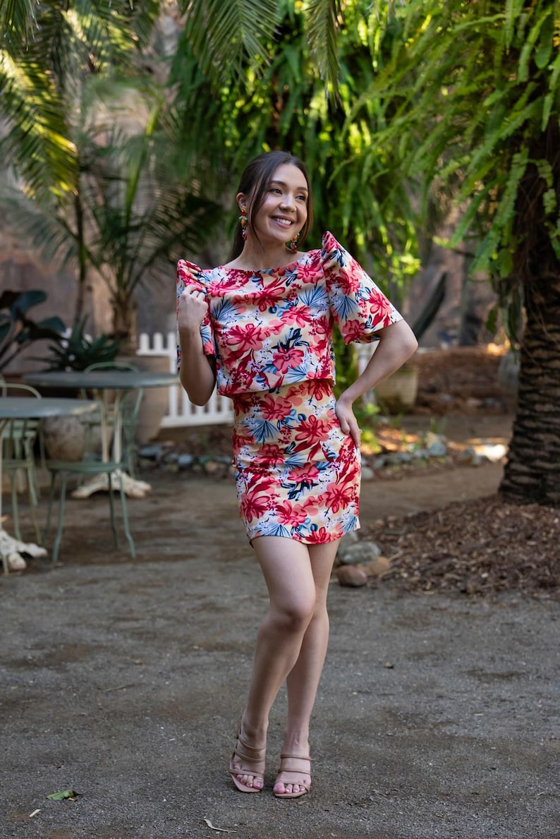 Floral Filipiniana Top | Linen Blend, Butterfly Sleeves - Etsy
