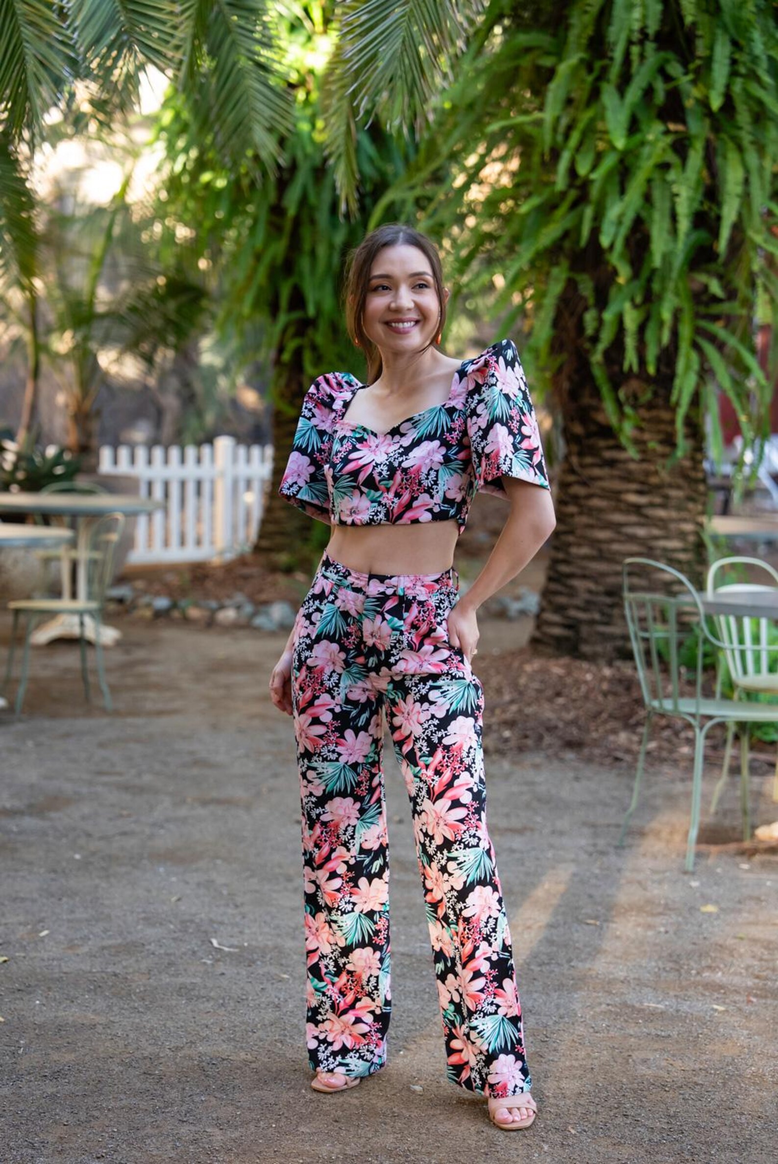 Floral Filipiniana Crop Top | Linen Blend Butterfly Sleeves - Etsy