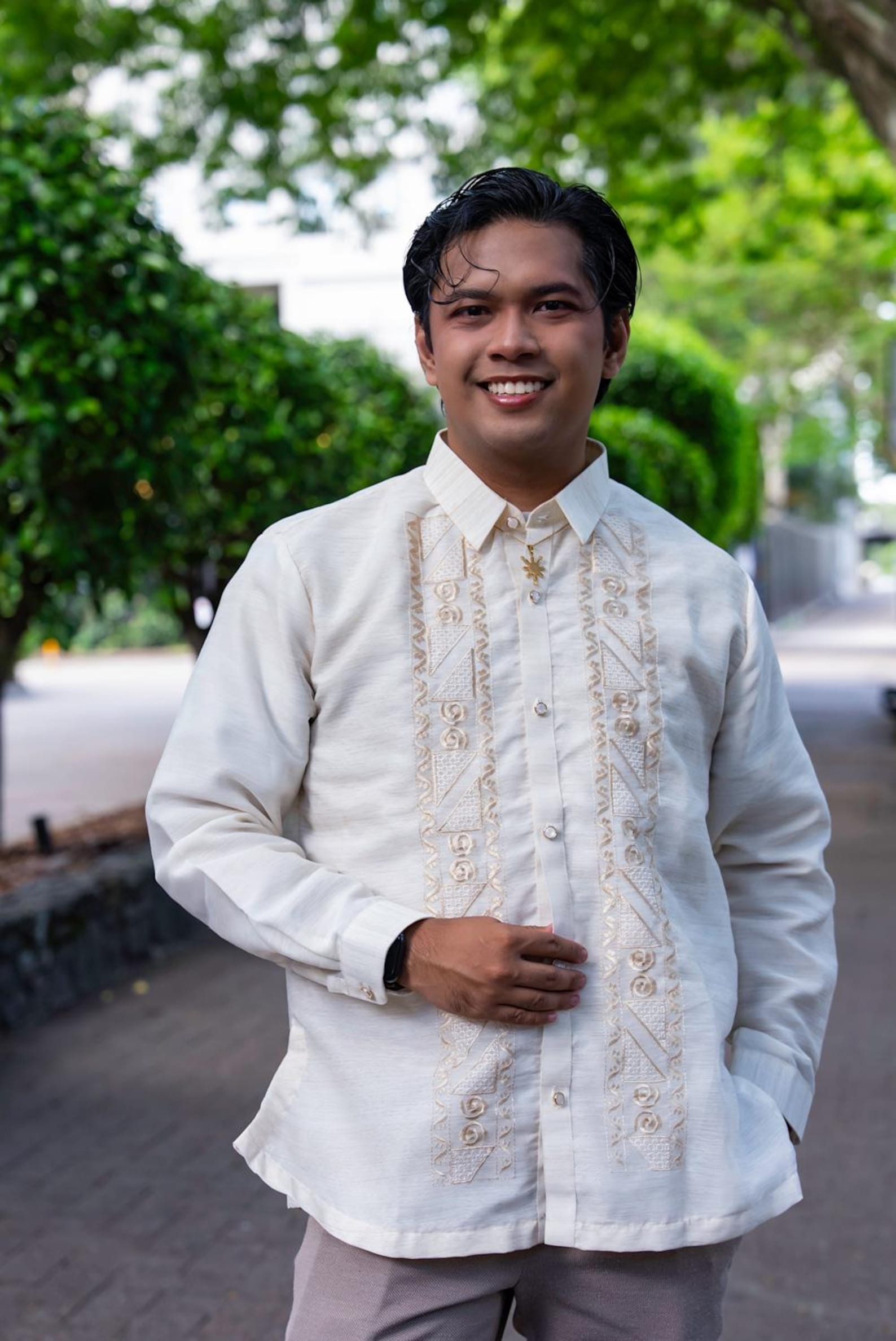 Barong Tagalog | 'luciano' Cream Embroidered Jusilyn (abaca Blend ...
