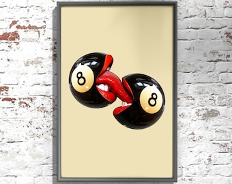 Trendy Retro 8 Ball Print Illustration Vintage Wall Art Eight - Etsy