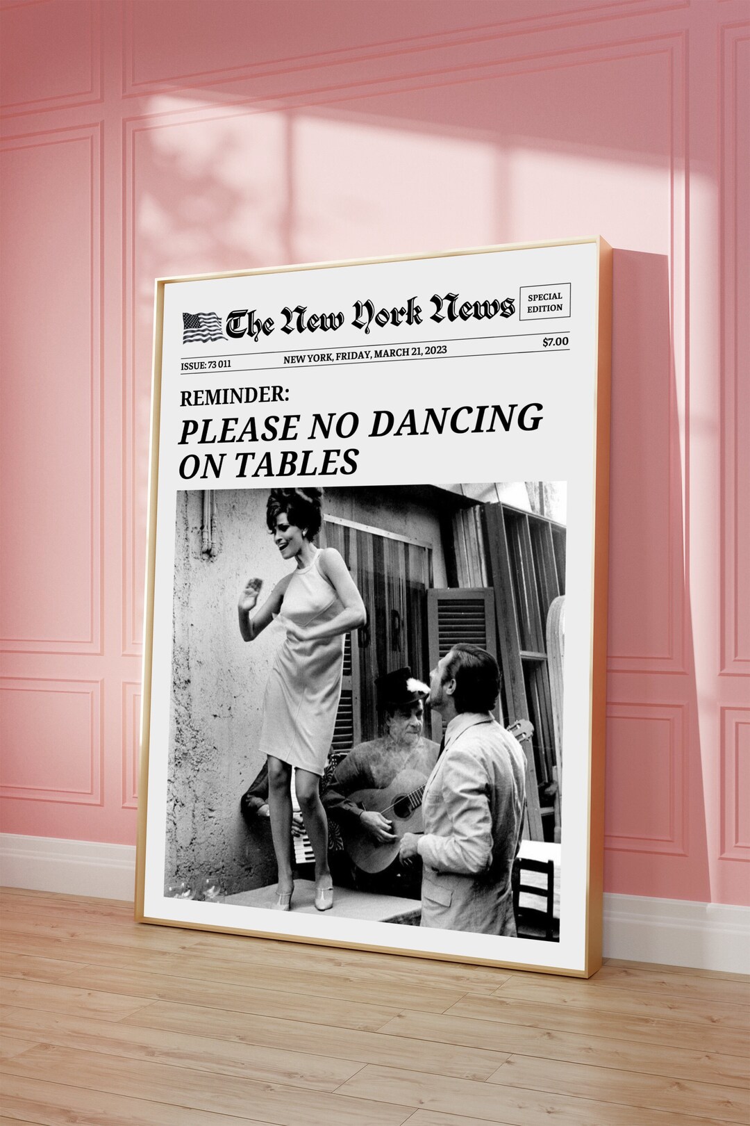 Retro Newspaper Print: 'no Dancing on Tables' Headline (digital ...