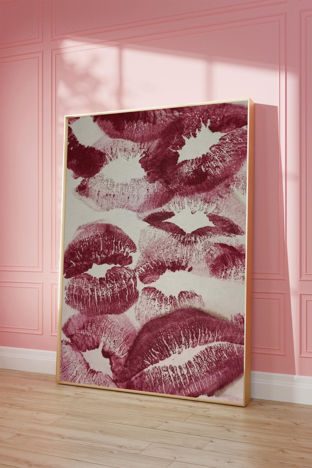 Retro Kiss Poster: Red Lips Print, Bedroom Wall Art (digital Download ...