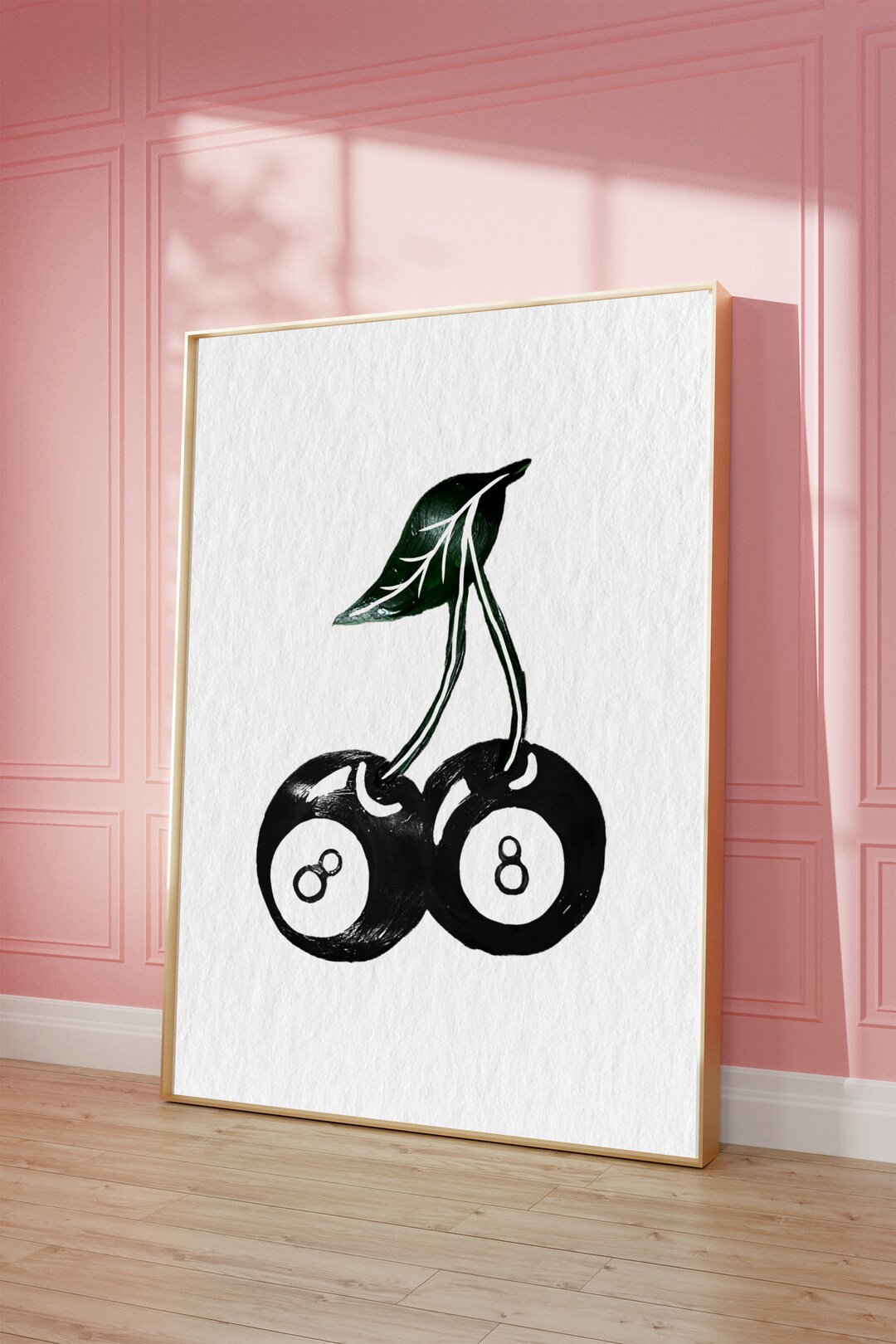 Trendy Retro 8 Ball Cherries Print Illustration ,funky Home Decor ...