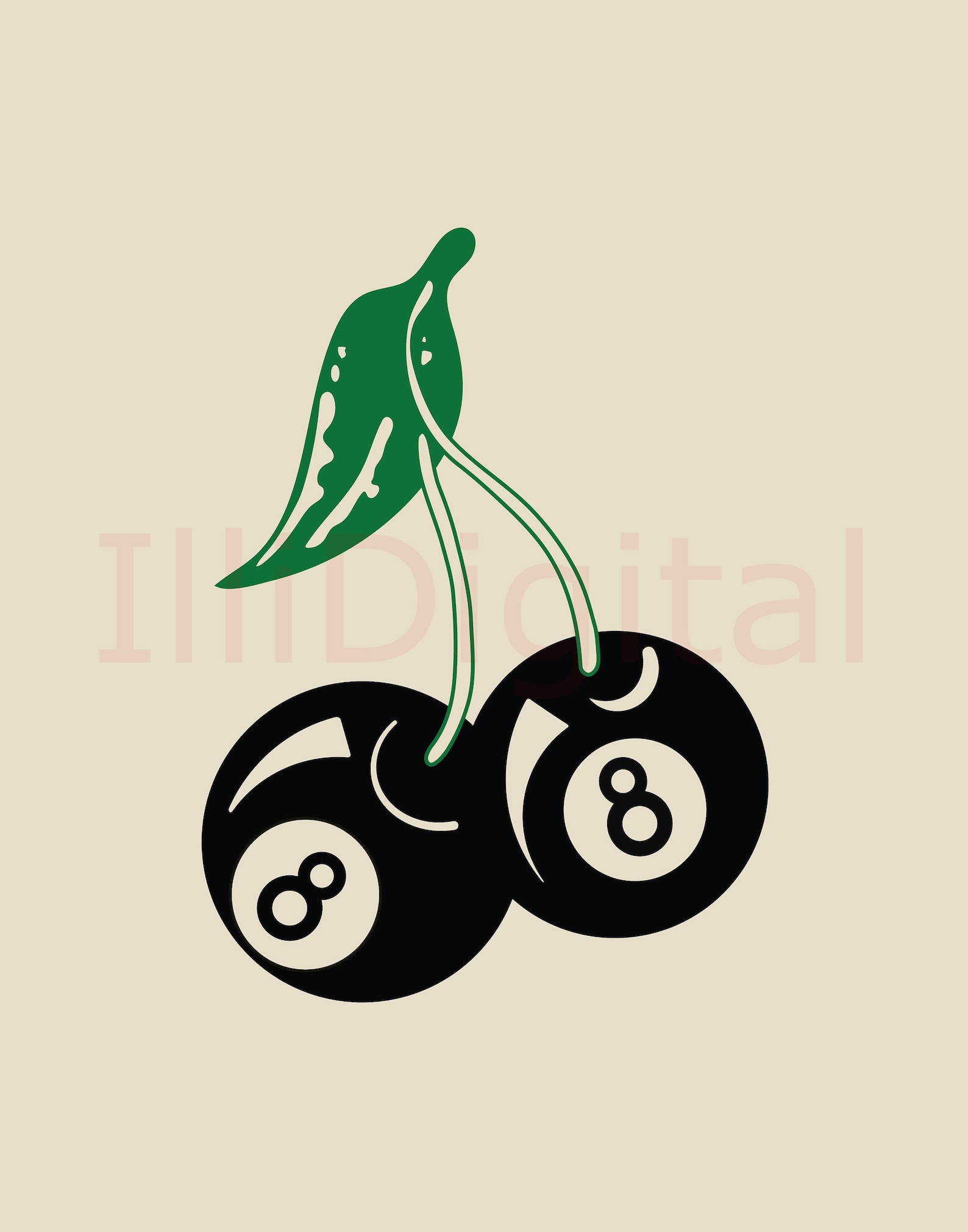 Trendy Retro 8 Ball Cherries Print Illustration Vintage Wall - Etsy