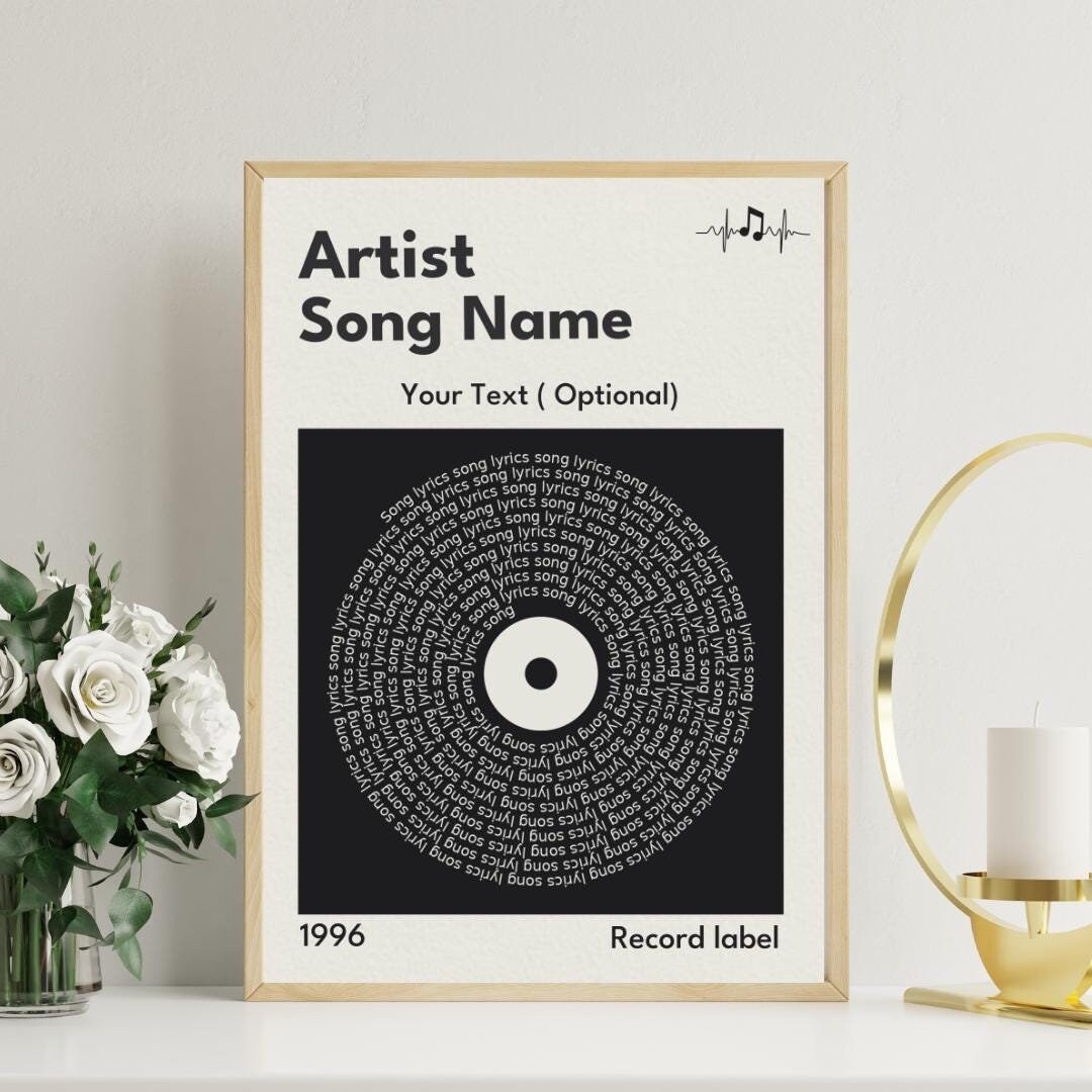 Custom Song Lyrics Vinyl Record Poster: Personalized Music Art - Etsy