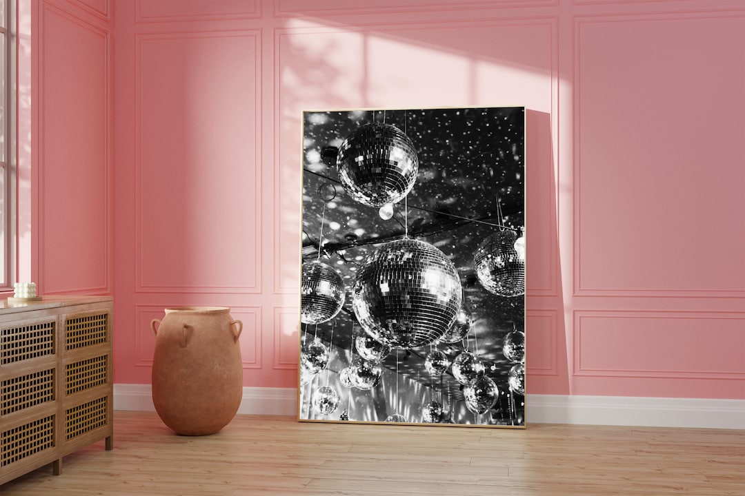 Funky Disco Ball 70s Poster, Retro Vintage Art, Trendy Wall Art, Girly ...