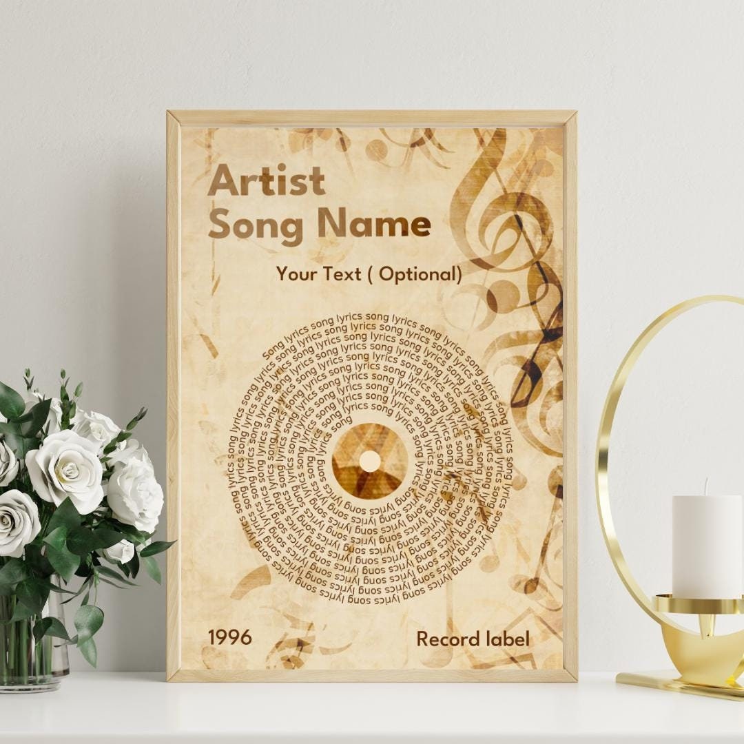 Custom Song Lyrics Poster, Personalised Music Poster, Custom Lyric ...