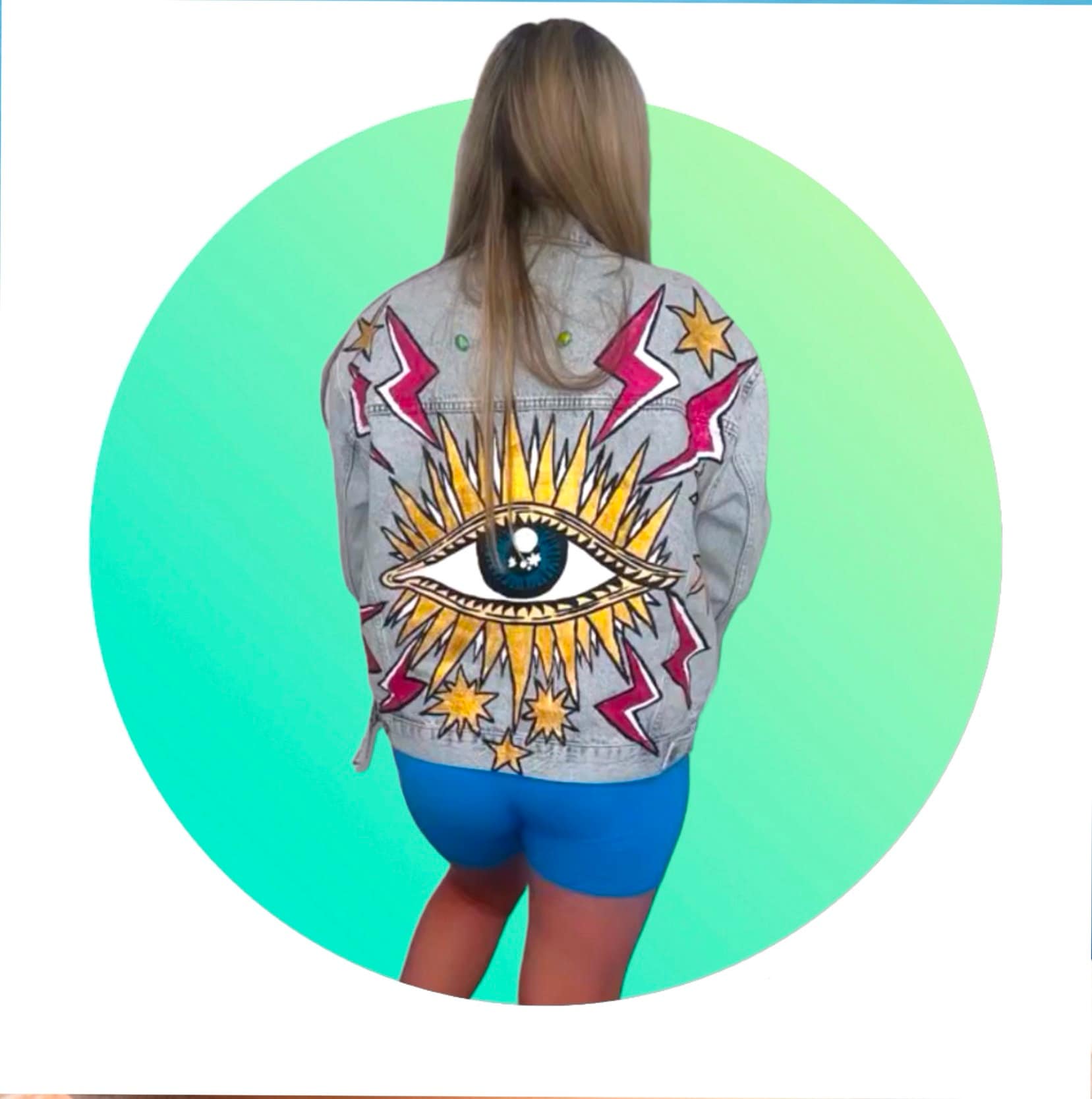 Evil Eye Denim Jacket Artwork | Hand Painted Denim Jacket ...