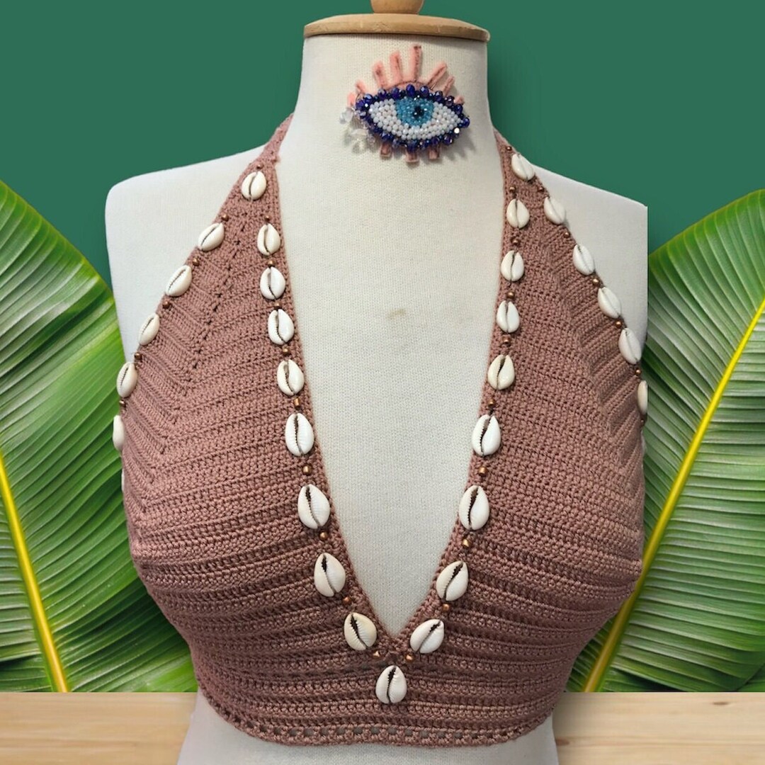 Crochet Boho Bikini, Knitted Swimwear, Cheeky Bikini Bottom, Triangle ...