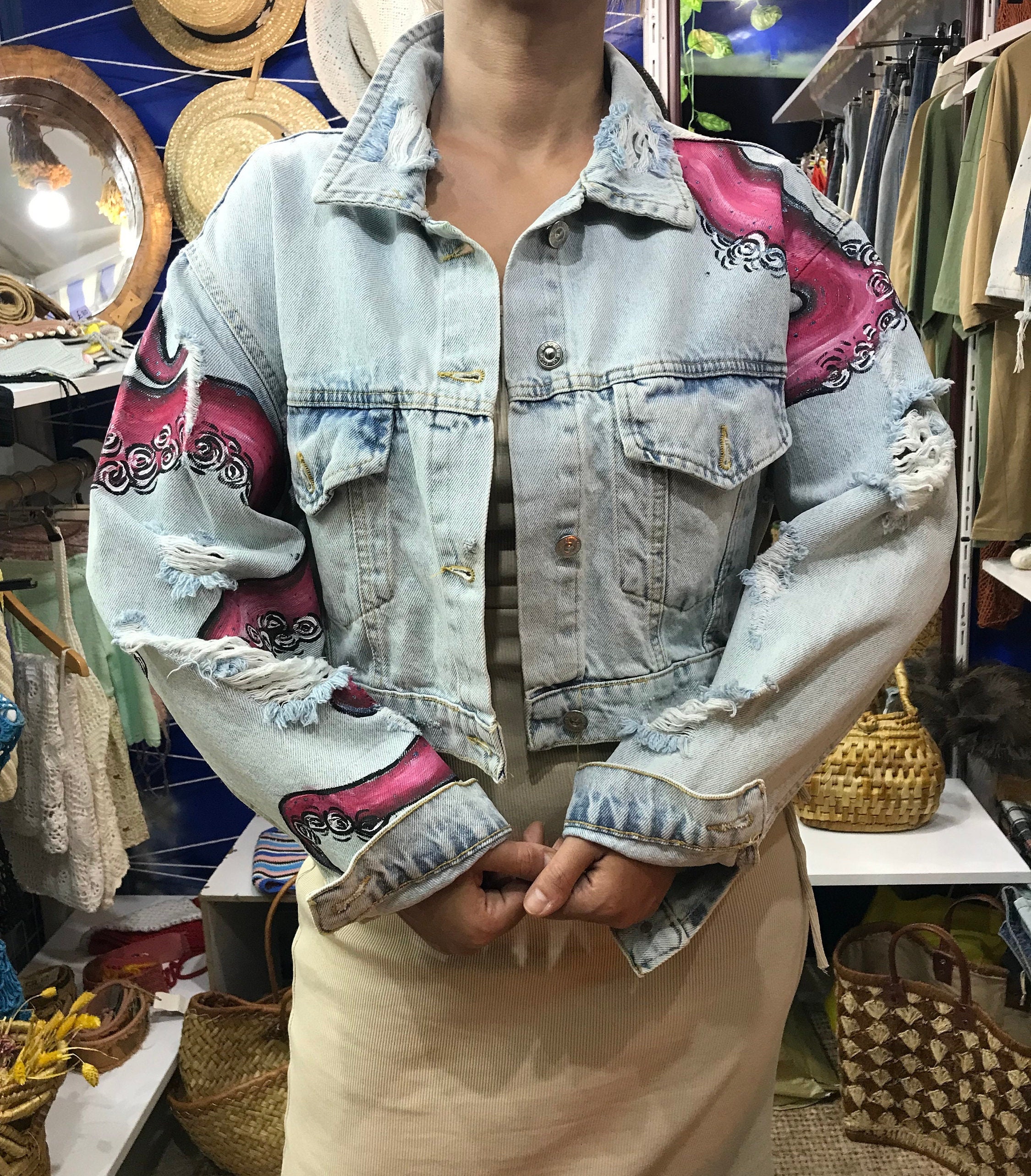 Custom Denim Jacket Artwork Hand Painted Denim Jacket Personalized ...