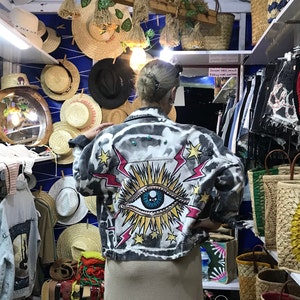 Evil Eye Denim Jacket Artwork | Hand Painted Denim Jacket ...