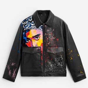 Custom Hand-painted Leather Jacket, Hip-hop Graffiti Biker Jacket ...