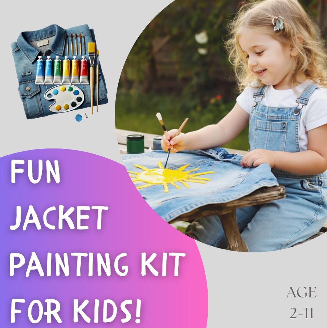 Kids DIY Denim Jacket Painting Kit, Washable Paints, Art Activity - Etsy