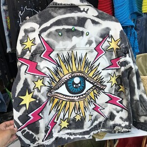 Evil Eye Denim Jacket Artwork | Hand Painted Denim Jacket ...