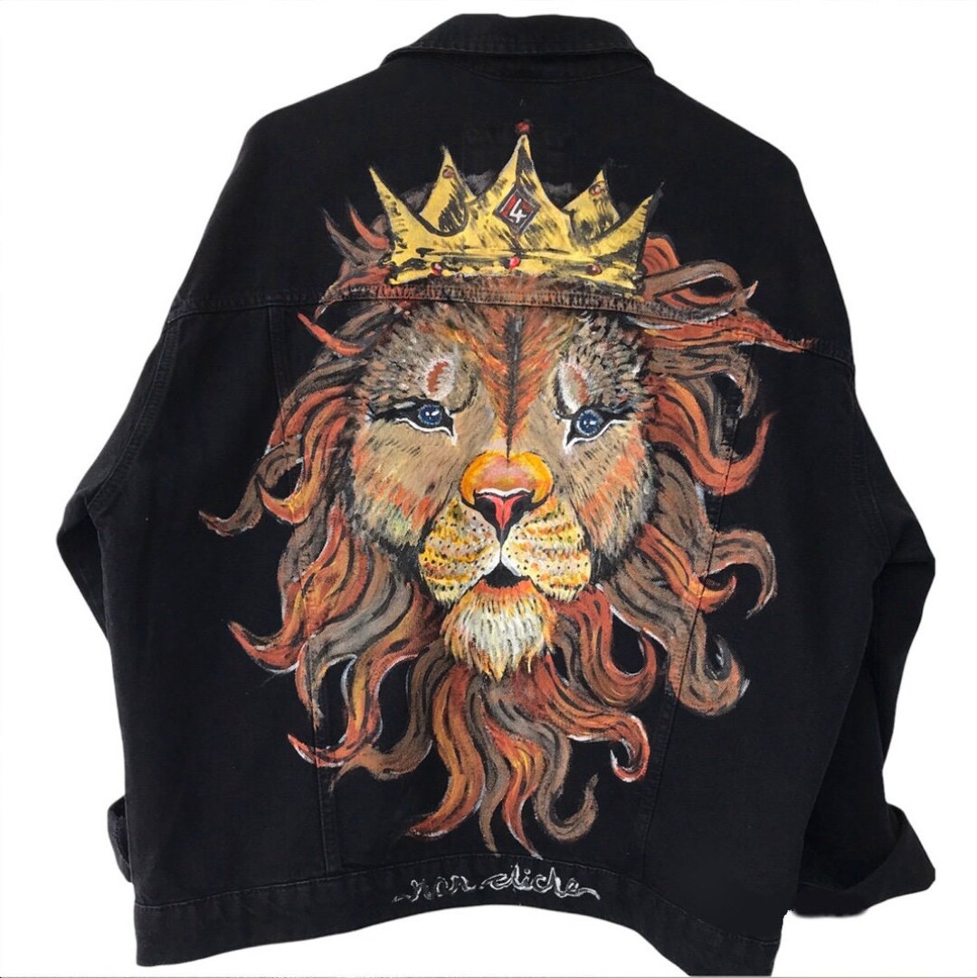 Hand Painted Lion Denim Jacket | Custom King of the Forest - Etsy