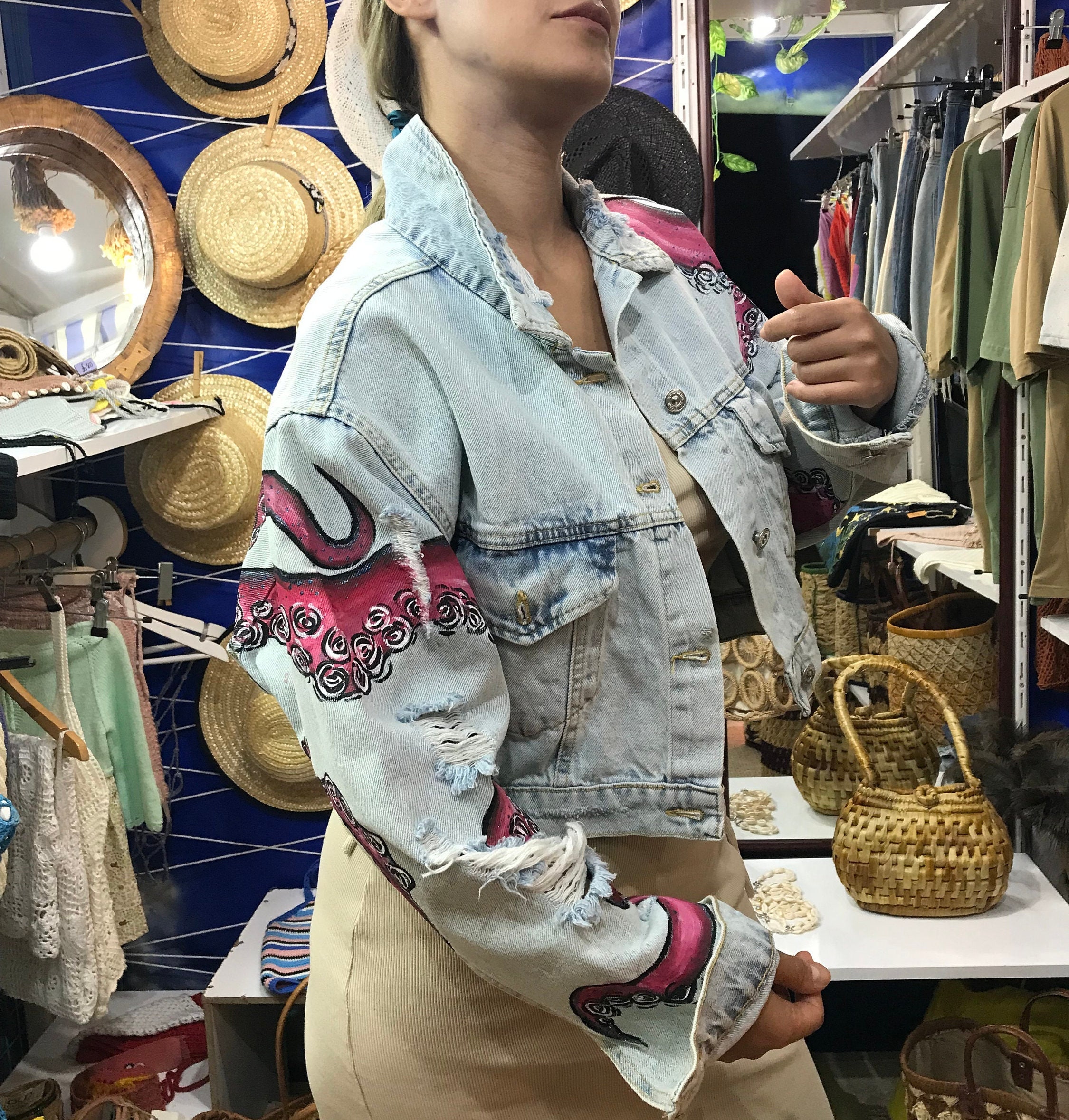 Custom Denim Jacket Artwork Hand Painted Denim Jacket Personalized ...