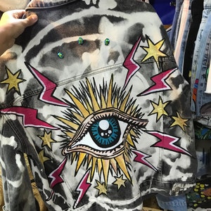Evil Eye Denim Jacket Artwork | Hand Painted Denim Jacket ...
