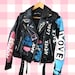 Custom Text Jacket | Painted Faux Leather | Motorcycle Jacket | Women's ...