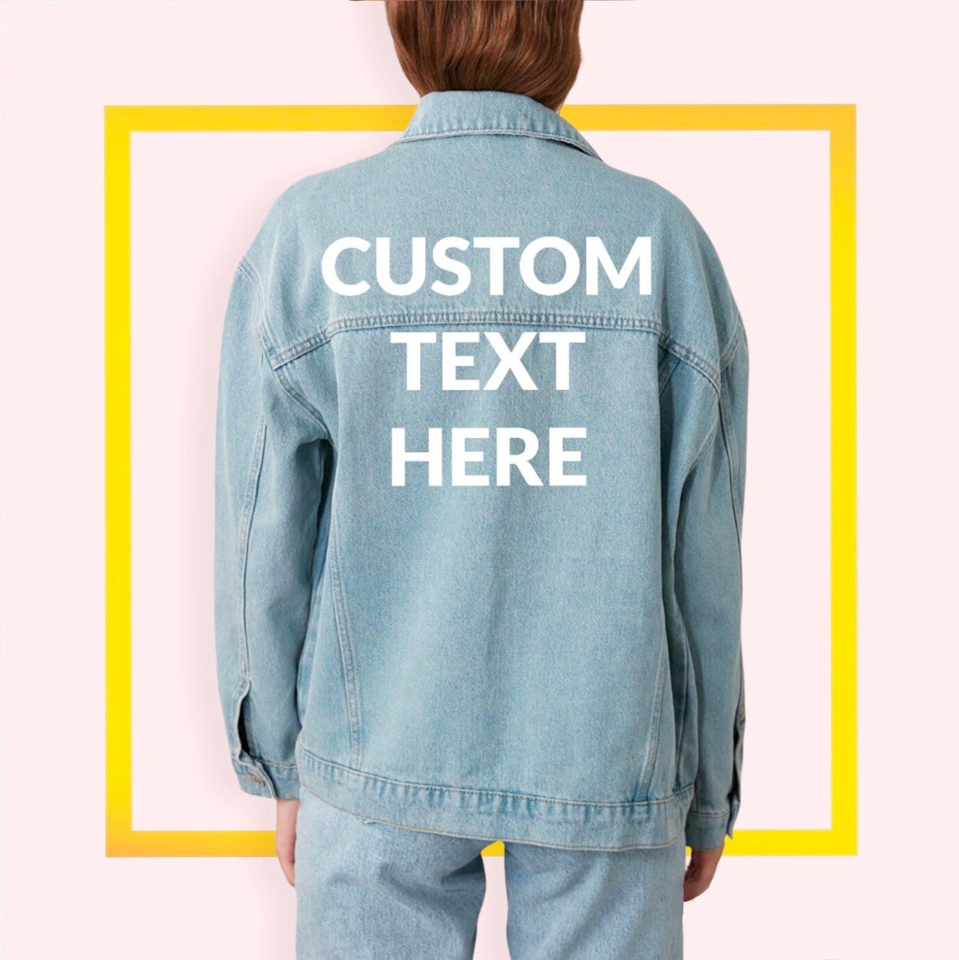 CUSTOM TEXT Oversized Black Denim Jacket Vintage Inspired and ...