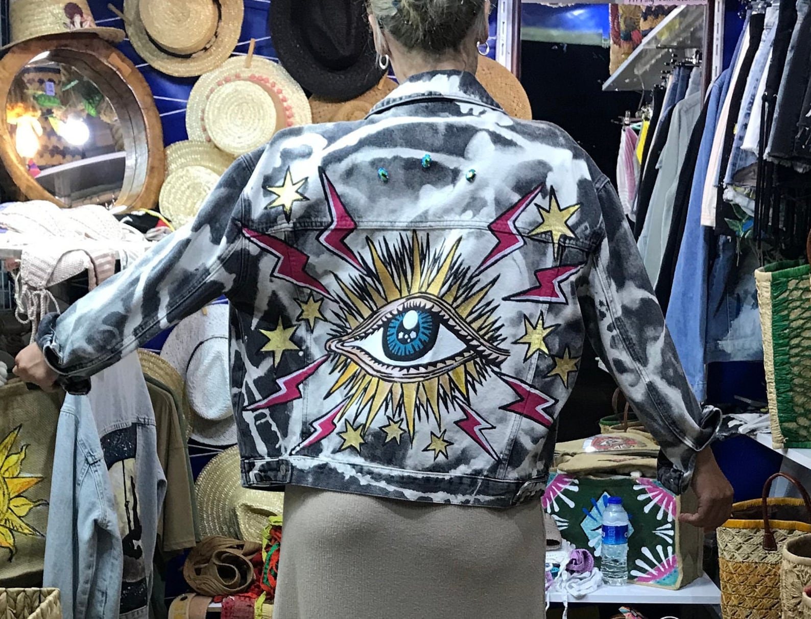 Evil Eye Denim Jacket Artwork Hand Painted Denim Jacket Personalized ...