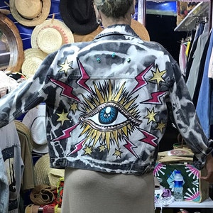 Evil Eye Denim Jacket Artwork | Hand Painted Denim Jacket ...
