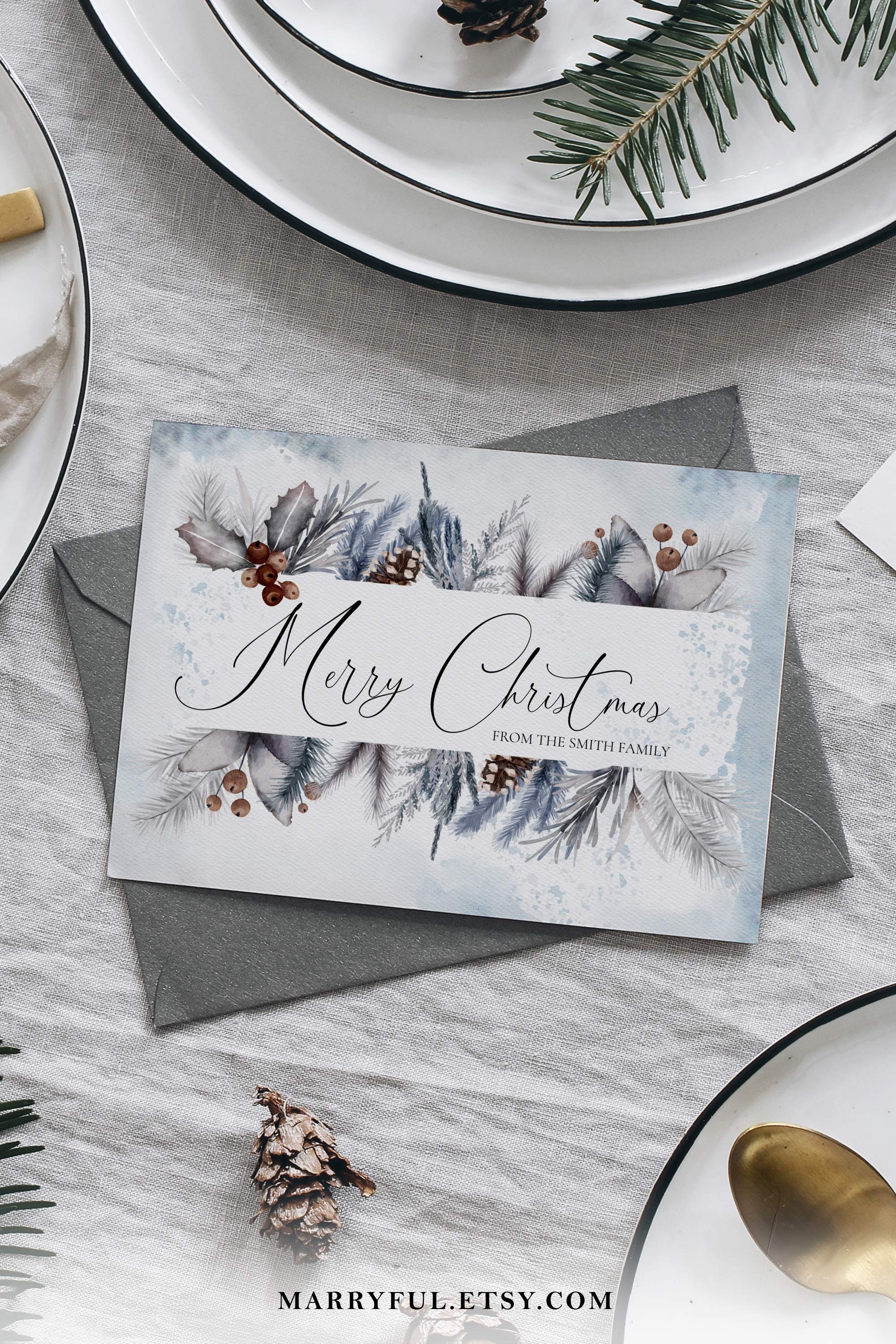 Elegant Christmas Card Template Photos Happy Holidays Card - Etsy